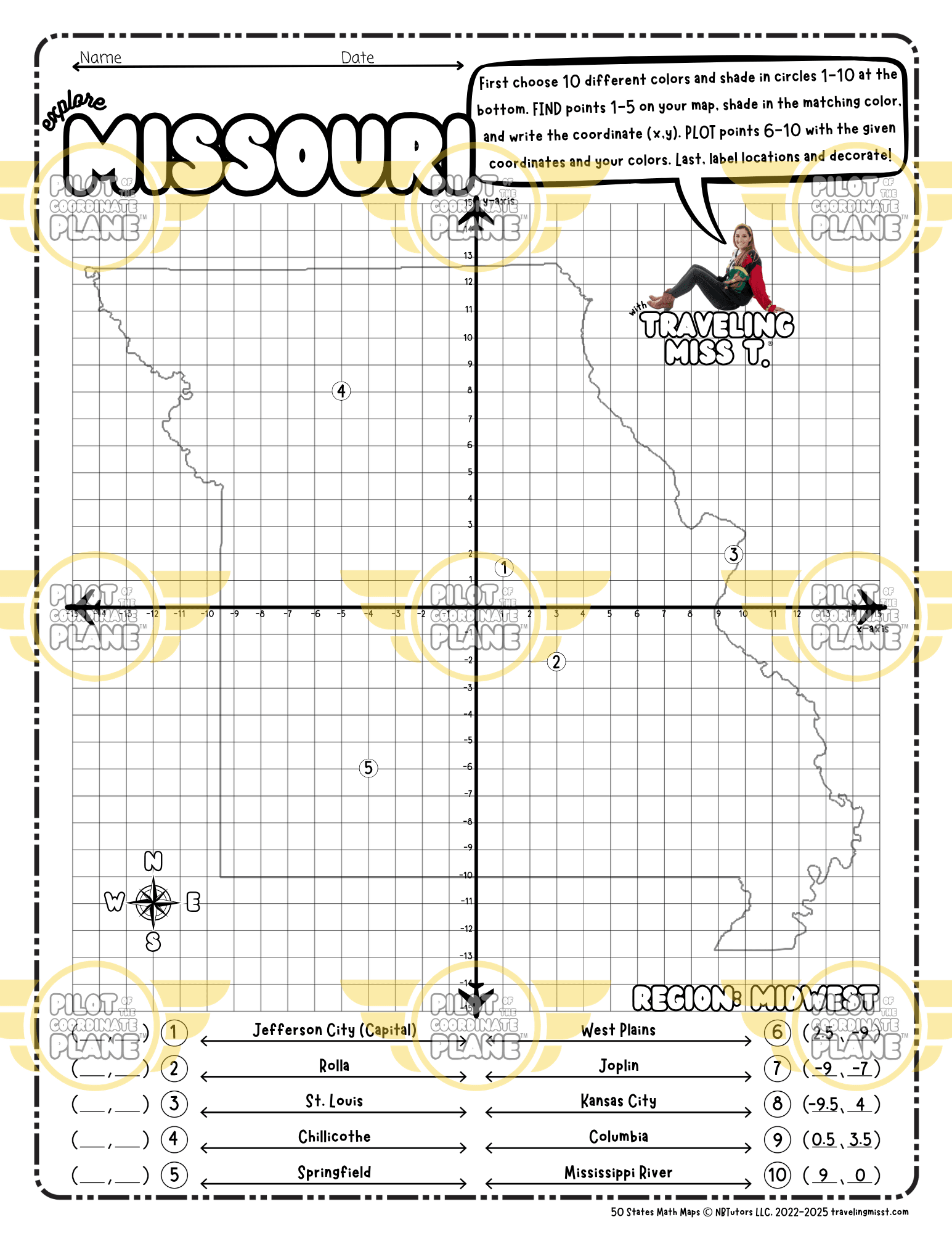 Missouri Coordinate Plane Worksheets – Traveling Miss T.